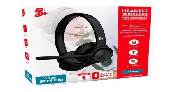 Headset Office Sem Fio Wireless hS-203 5+ Novo - GAMES & ELETRONICOS