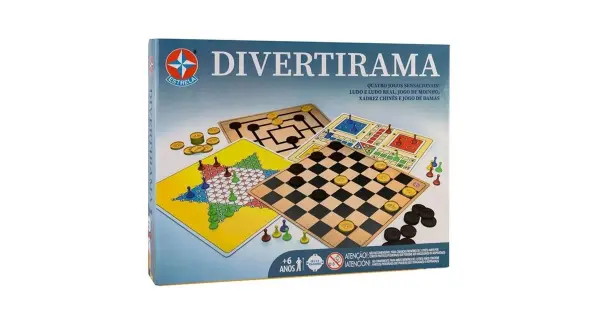 Jogo 4 em 1 Divertirama Ludo Jogo Do Moinho Xadrez e Damas - GAMES ...