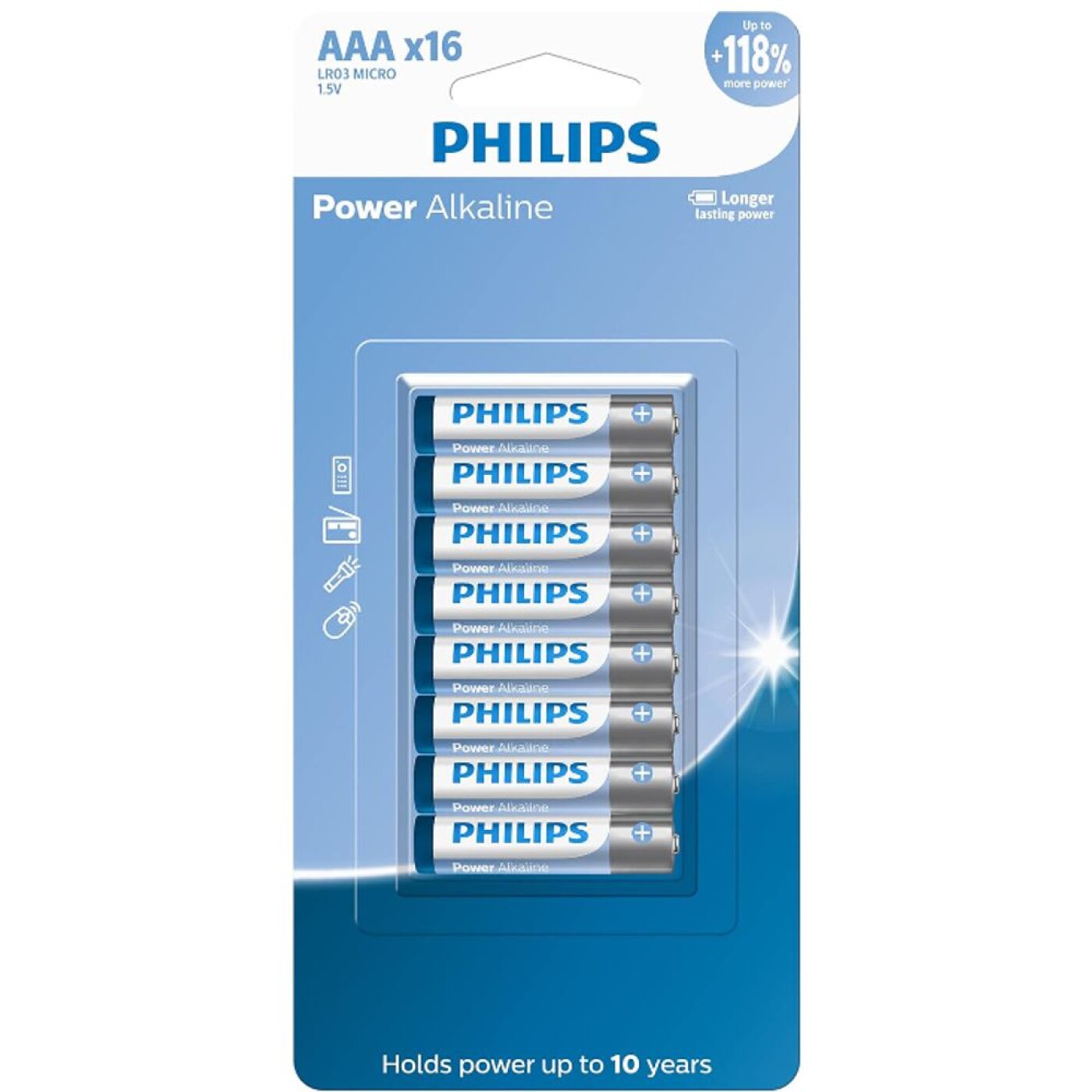 Pilhas Philips Alcalina Aaa 16 Unidades Lr03P16B/59 Novo - GAMES & ELETRONICOS